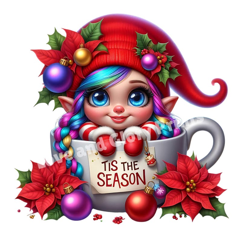 Cozy Christmas Gnome in Mug PNG, Whimsical Watercolor Holiday Clipart ...