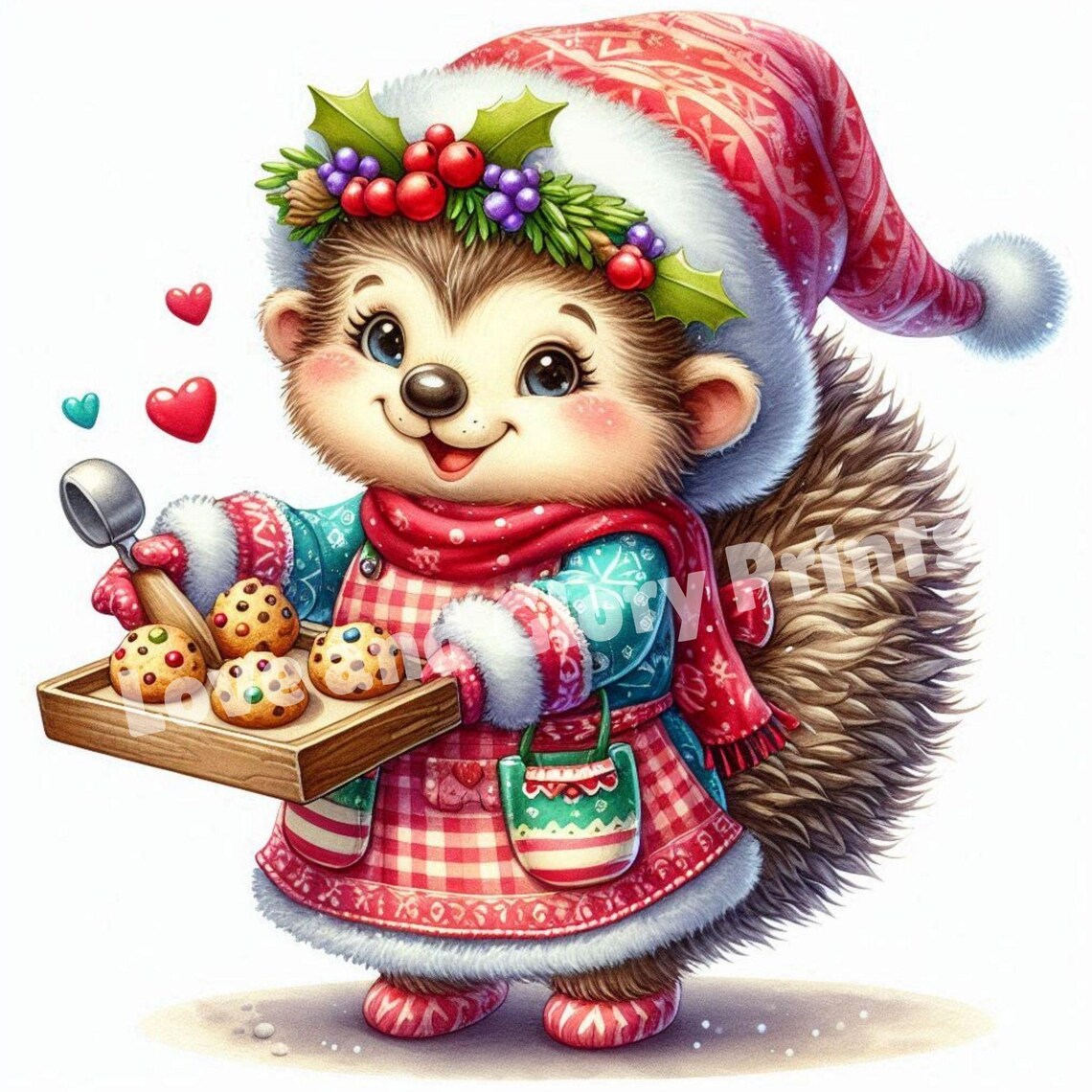Sweet Christmas Animals Clipart Cute Holiday Animal Illustrations ...