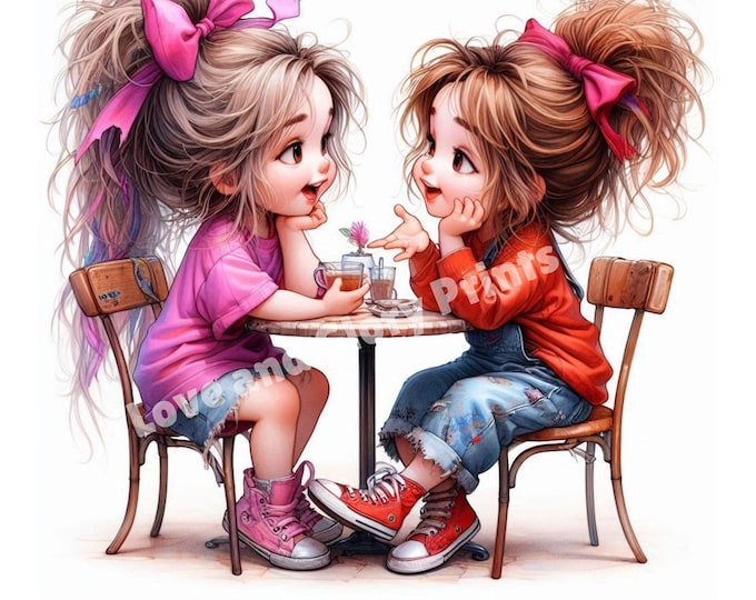 20 Whimsical Besties Clipart, Commercial Use, Cute Whimsical Best ...