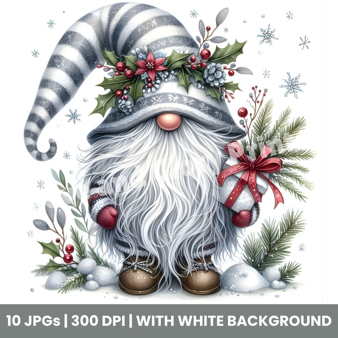 Ensemble de cliparts aquarelle nain de Noël, 10 gnomes d'hiver JPG ...