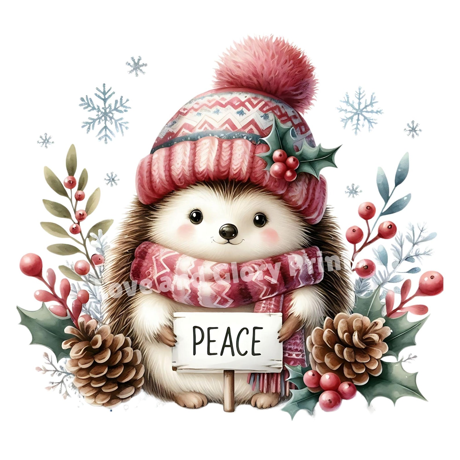 Watercolor Christmas Hedgehog PNG, Festive Holiday Animal Clipart, Cute ...