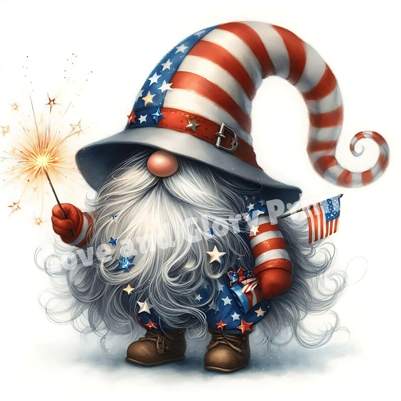 Patriotic Gnome Clipart, Set of 10 Jpgs 4th of July Gnome, Western ...
