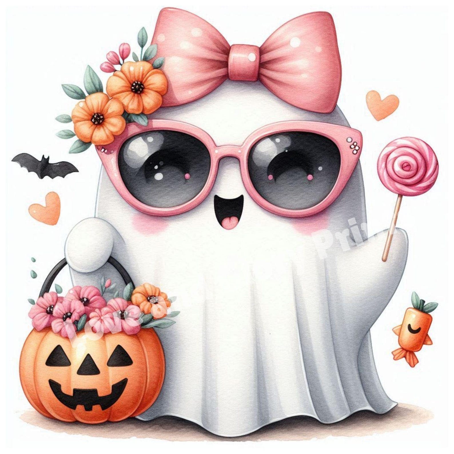 Cute Spooky Pastel Ghost Clipart Set of 10 Jpgs Coquette Halloween ...