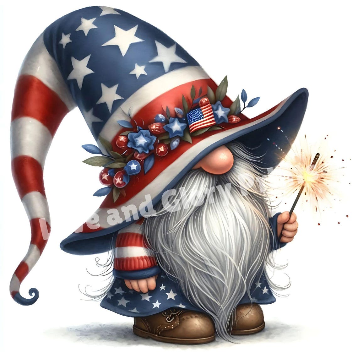 Patriotic Gnome Clipart, Set of 10 Jpgs 4th of July Gnome, Western ...
