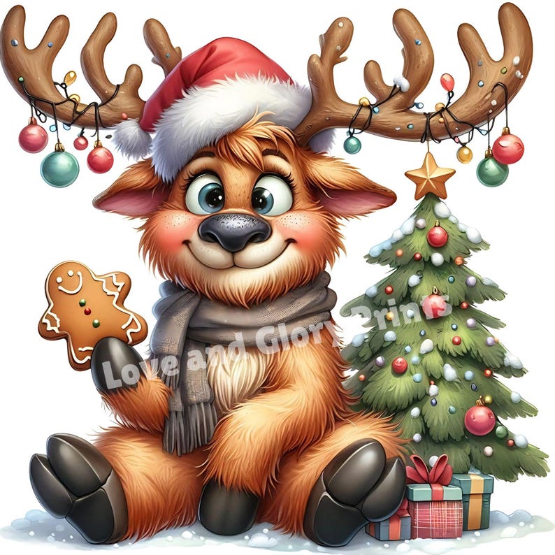 Funny Christmas Reindeer JPG Clipart Set of 10 Quirky Holiday Reindeer ...