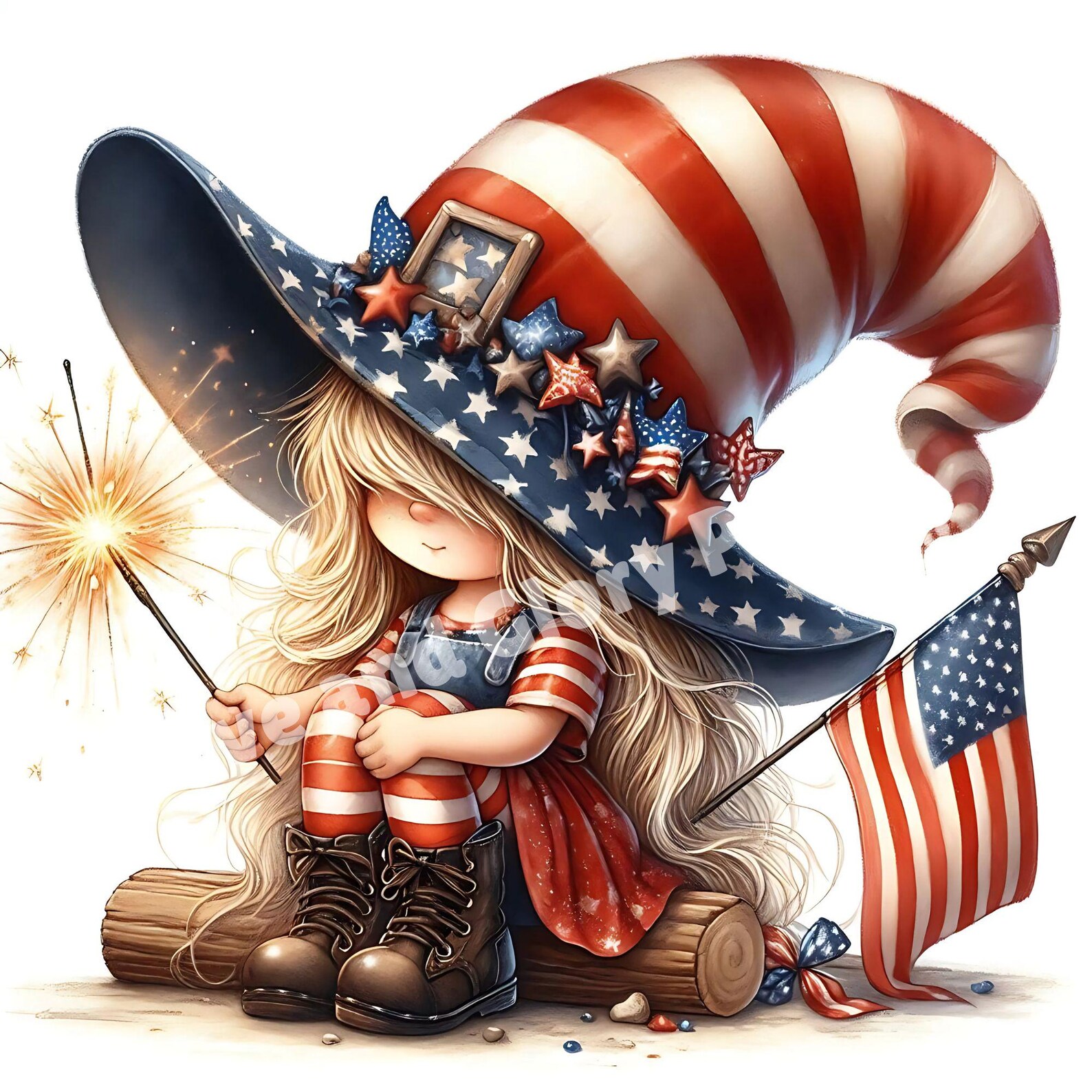 Patriotic Gnome Clipart, Set of 10 Jpgs 4th of July Gnome, Western ...