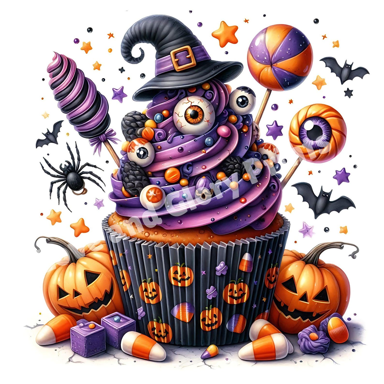 Halloween Cupcake Clipart Set of 10 Jpgs Cute Spooky Baking Clipart ...