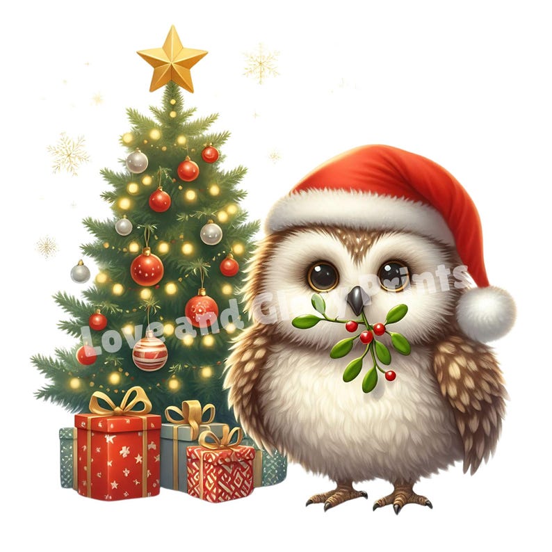 Christmas Owl PNG Clipart, Cute Holiday Watercolor Owl, Winter Bird ...