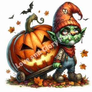 Zombie Gnome Clipart Set of 10 Jpgs Jack O Lantern Clipart, Halloween ...