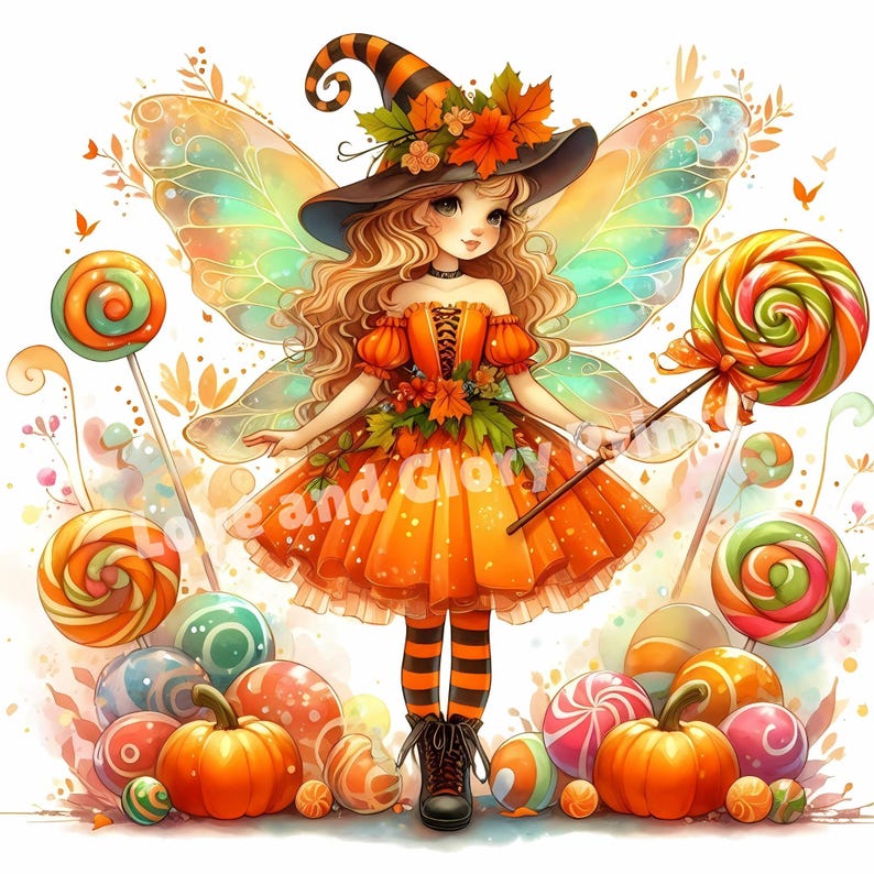 Cute Spooky Trick or Treat Fairy Clipart Set of 10 Jpgs Halloween ...