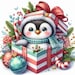 Cute Christmas Animals Clipart, Watercolor Holiday Gift Box JPG, Winter ...