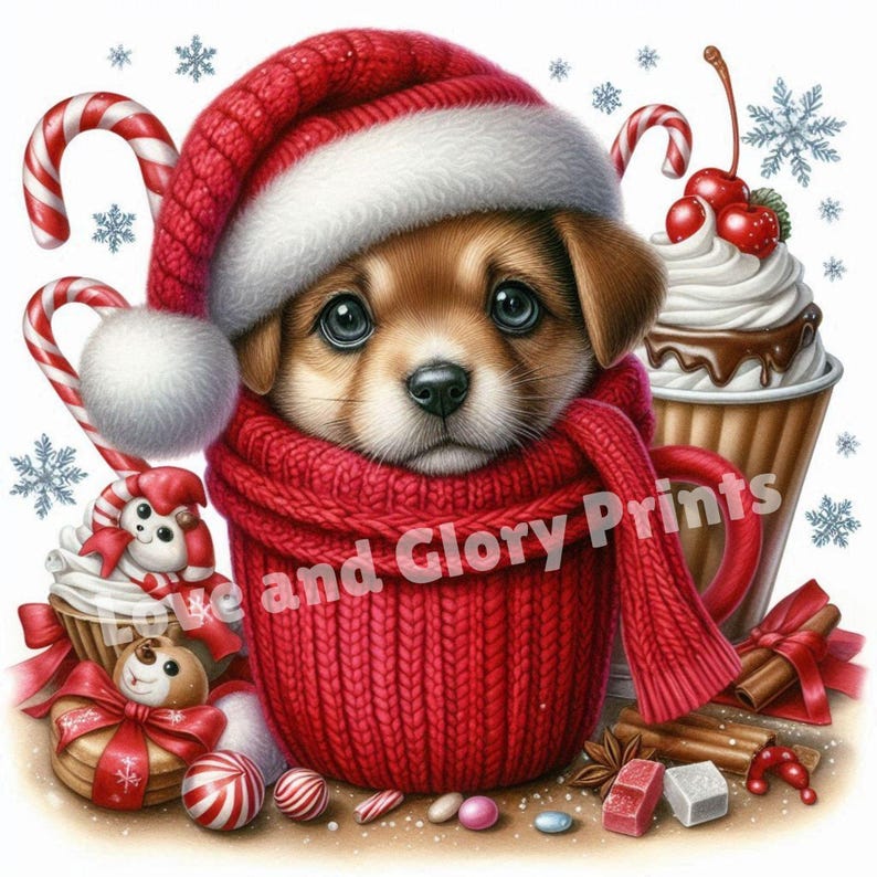 Cute Christmas Dog Clipart Set of 10 Jpgs Christmas Pet Dogs, Seasonal ...