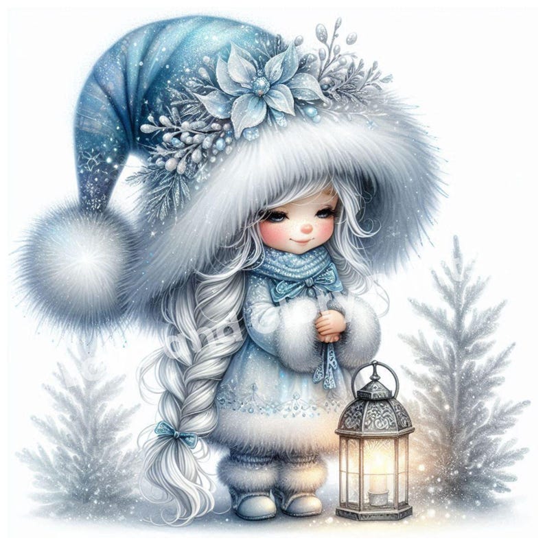 Blue Winter Gnomes JPG Clipart | Christmas Nordic Gnomes Digital ...