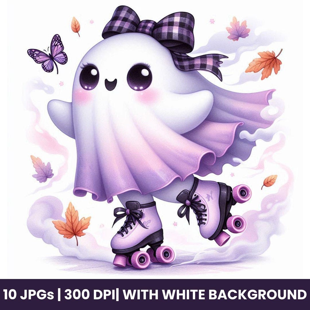Cute Spooky Kawaii Ghost Clipart Set of 10 Jpgs Pastel Halloween ...