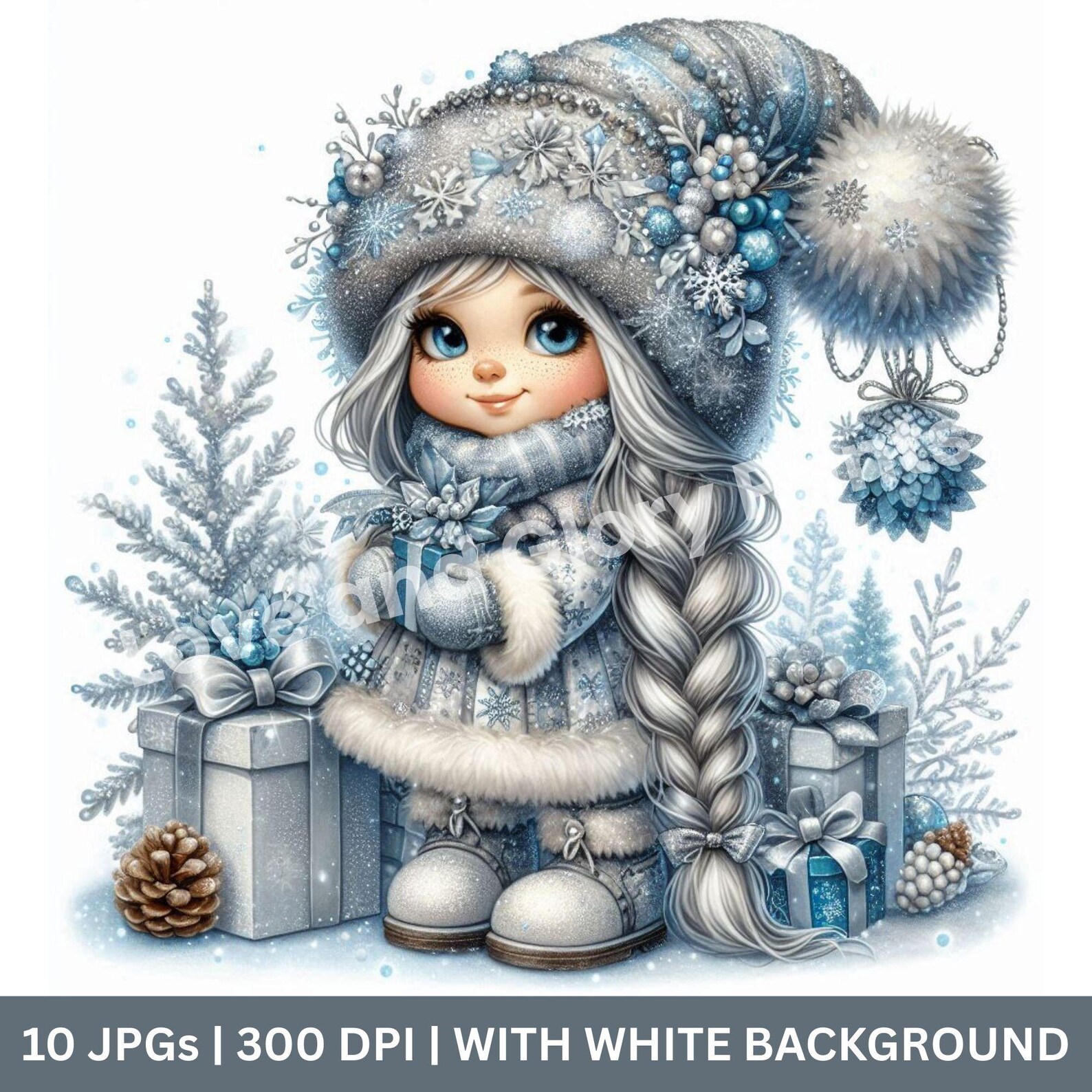 Blue Winter Gnomes JPG Clipart | Christmas Nordic Gnomes Digital ...
