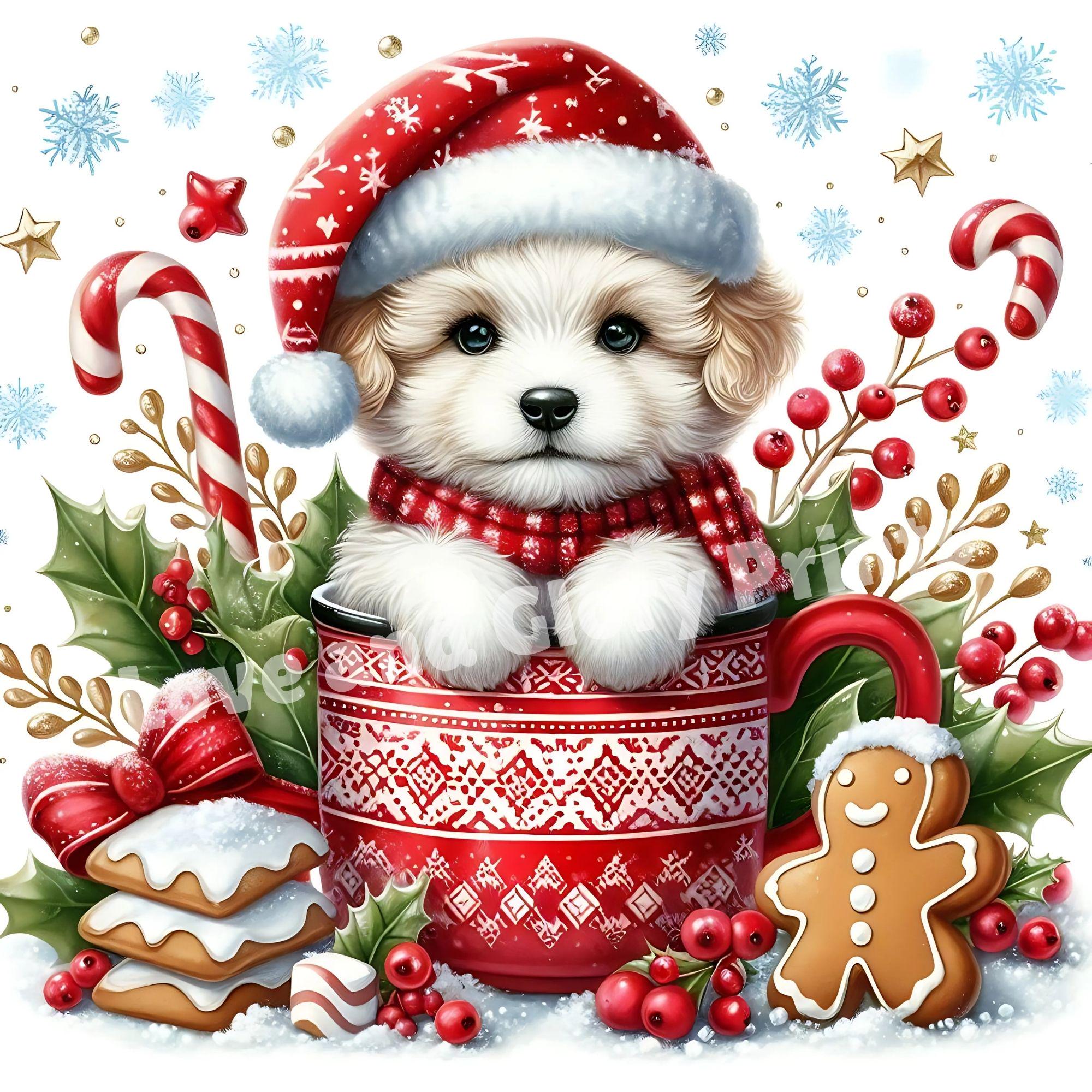 Cute Christmas Dog Clipart Set of 10 Jpgs Christmas Pet Dogs, Seasonal ...
