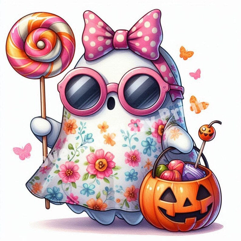 Cute Spooky Pastel Ghost Clipart Set of 10 Jpgs Coquette Halloween ...