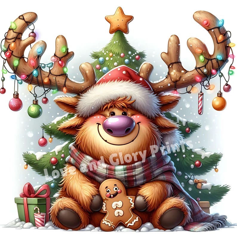 Funny Christmas Reindeer JPG Clipart Set of 10 Quirky Holiday Reindeer ...