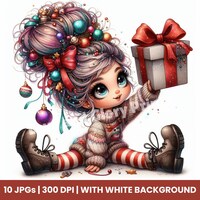 20 Christmas Little Girl Clipart, Christmas Tree, Christmas Card ...