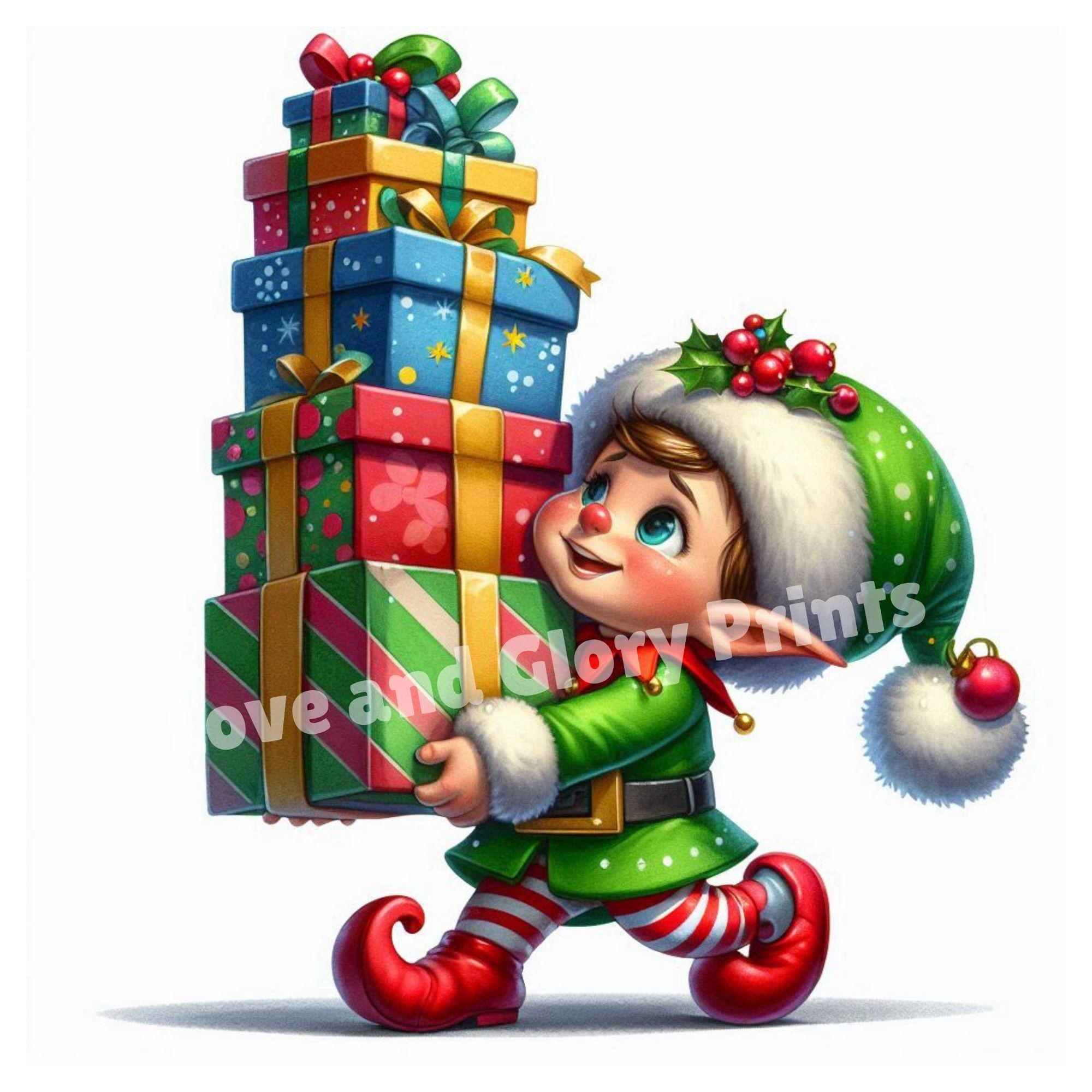 Festive Elf Clipart JPG | Christmas Elf Baking Cookies Illustration ...
