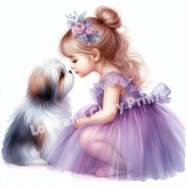 Best Friends Girl With Dog Clipart Set of 10 Jpgs, Dog Lover, Cute Baby ...