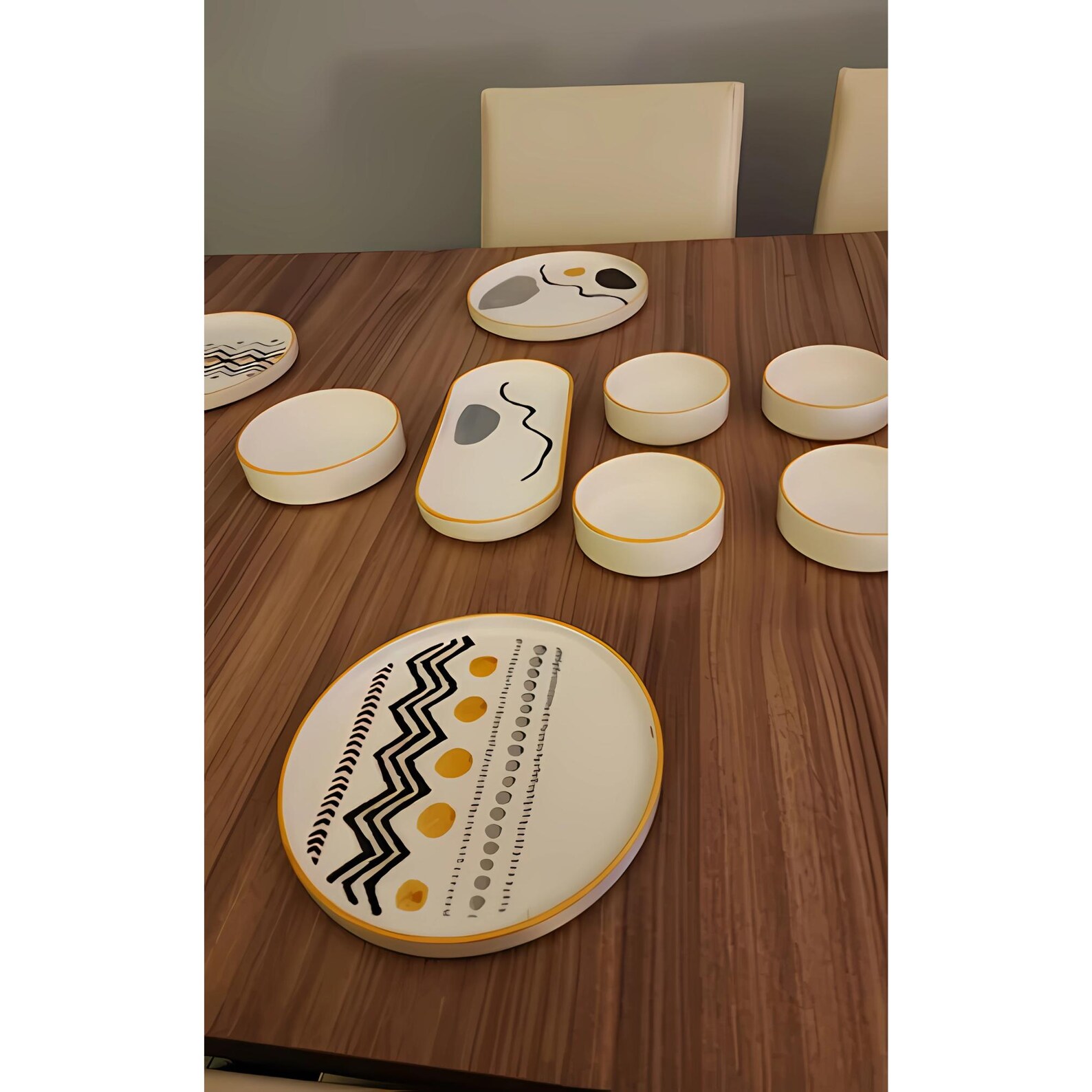Modern Abstract 14-piece Breakfast Set | Stackable Handmade Ceramic ...