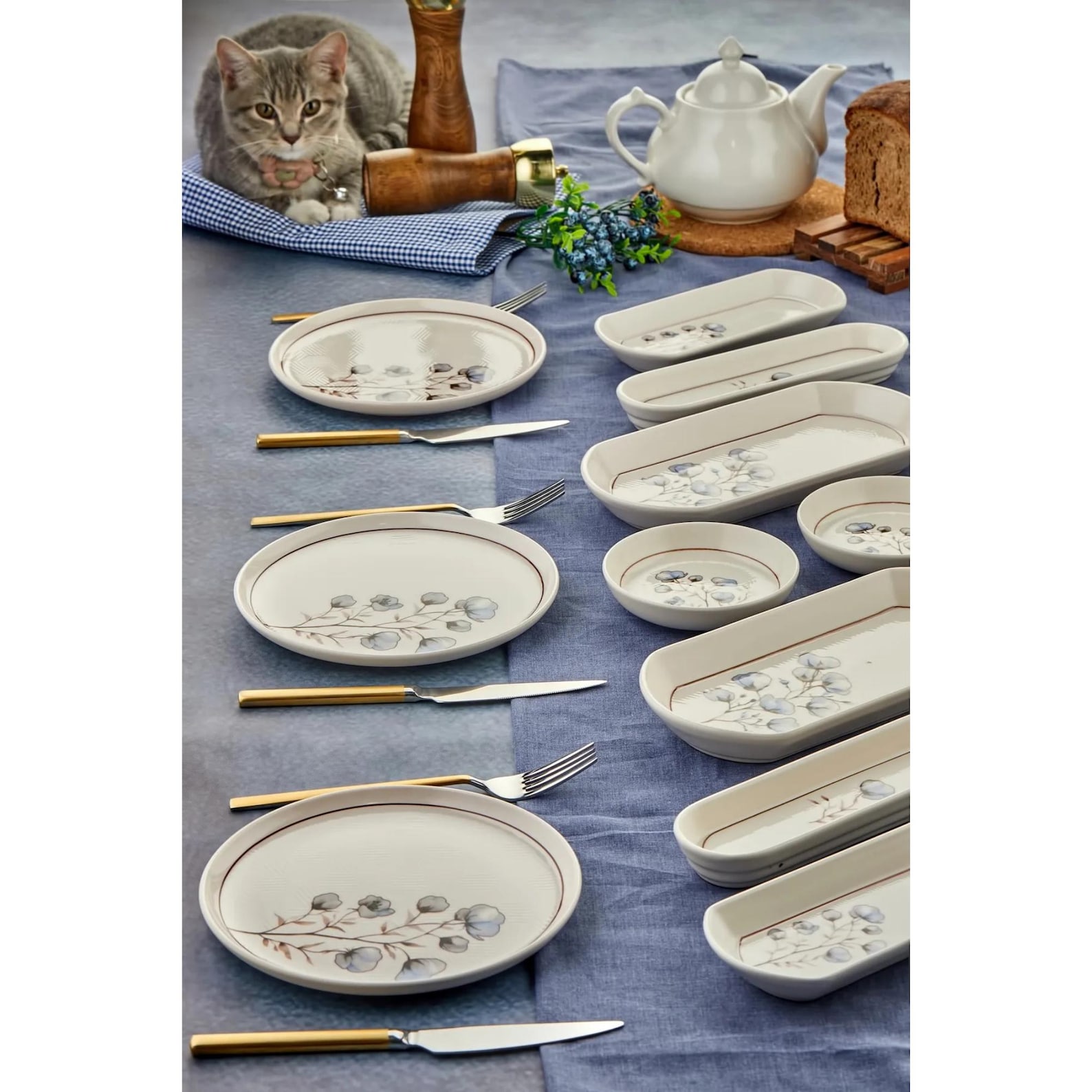 14-piece Floral Series Breakfast Set for 6 | 6-person Elegant Ceramic ...