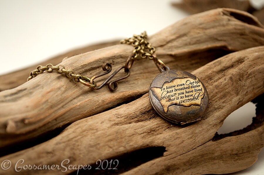 Antique Locket with inspirational CUSTOM quote brass | Etsy