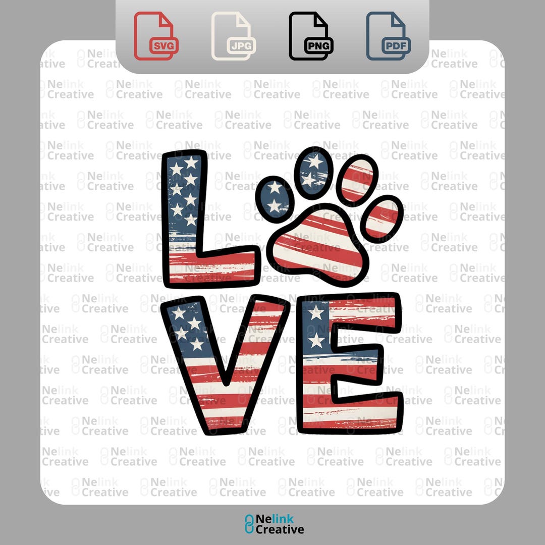 Patriotic Pet Love | American Flag Paw Print | Patriotic Dog Cat | SVG ...