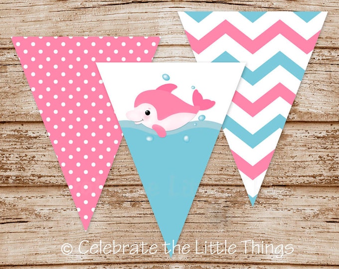 Dolphin Banner for Girls Pink Dolphin Pennant Banner - Etsy