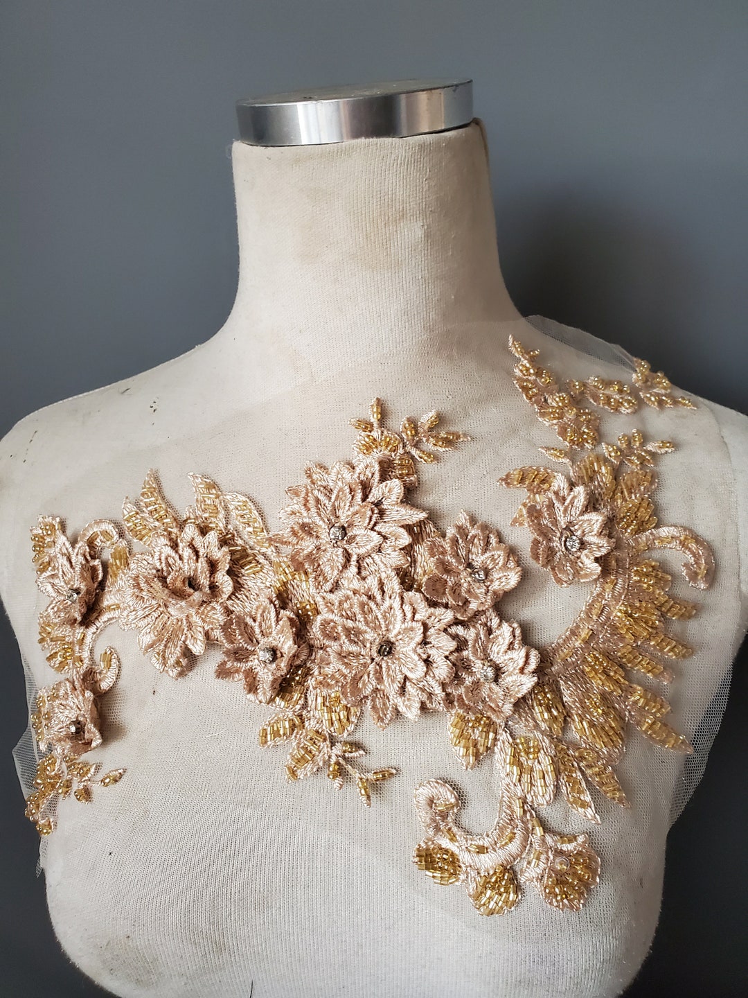 3D Embroidered and Beaded Flower Applique 1 Pieces Listing - Etsy