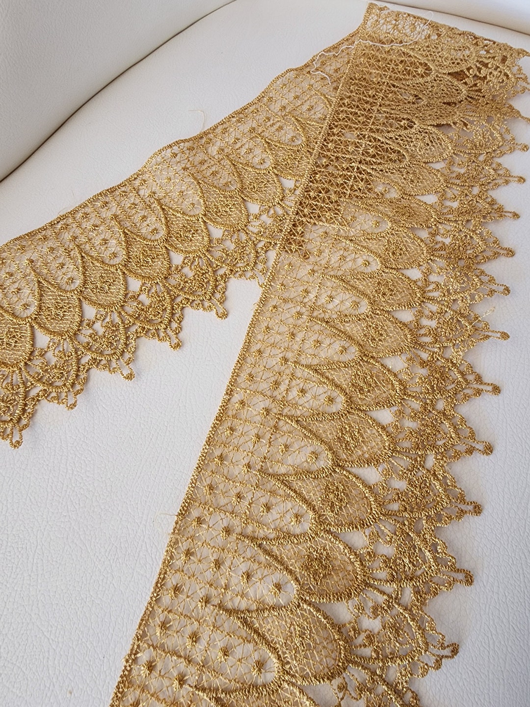 Gold Metallic Lace Trim, 4-inch Wide, 1 Yard - Etsy