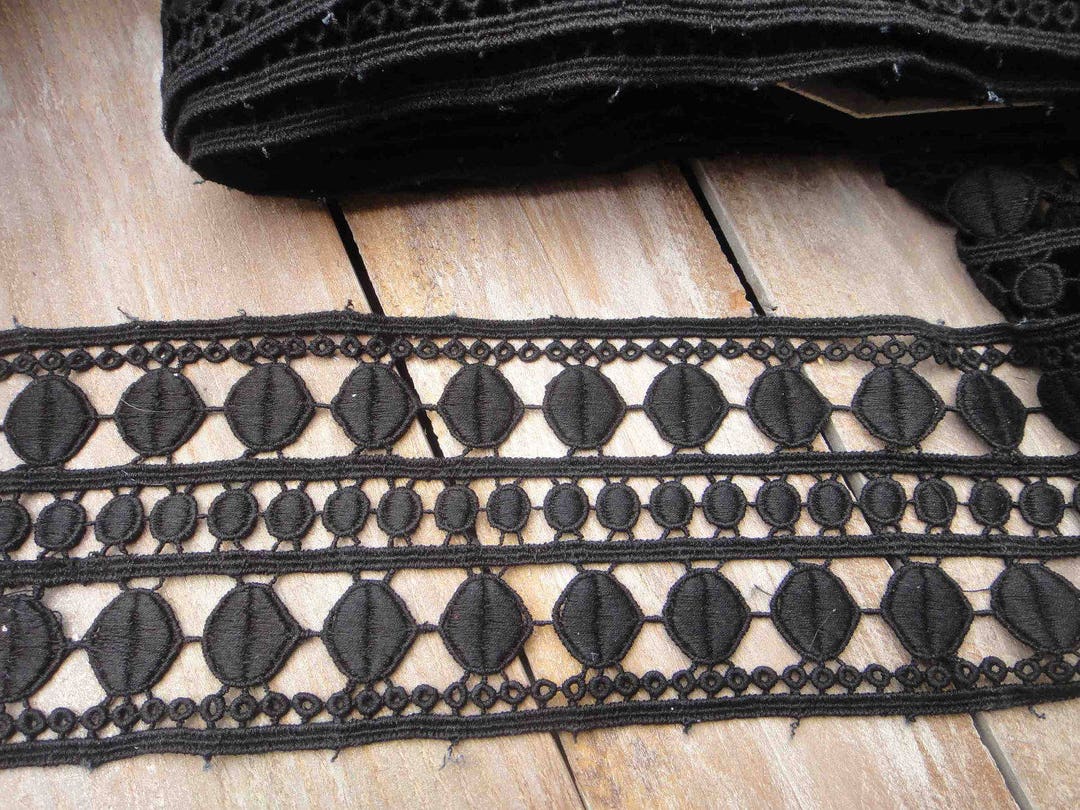 Black Cotton Lace Trim, 4-inch Wide, 1 Yard - Etsy