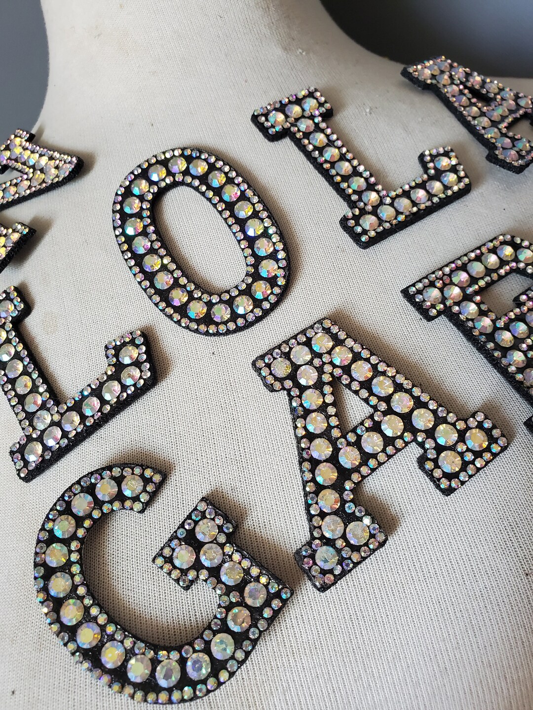 Cute English Alphabet Letters Applique With Rhinestones 1 Pieces ...