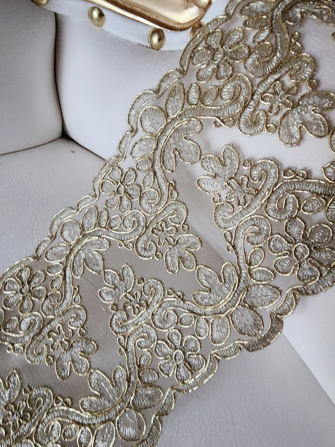 Sewing Supplies Trim / Craft Lace /very Cute Gold Color Lace 1 Yard ...