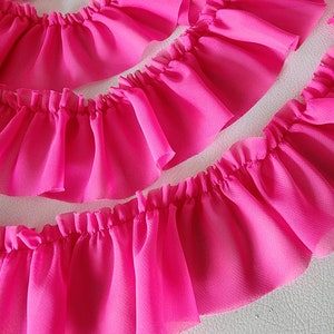 Cute Ruffled Chiffon Trim Hot Pink Color 2 Yards Listing 2.5 Inch Wide ...