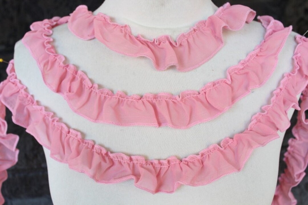 Cute Ruffled Chiffon Trim Pink Color 1 Yards Listing/ Pink Ruffled Trim ...