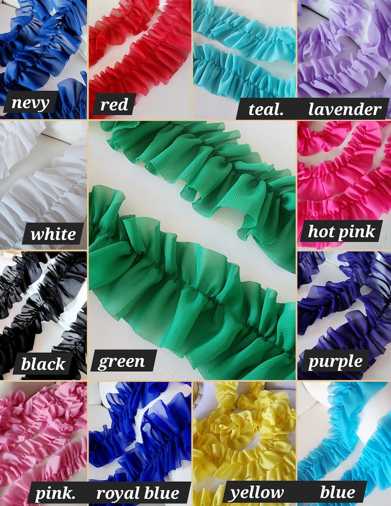 Royal Blue Chiffon Ruffle Trim, 2.5 Inch, 2 Yards - Etsy
