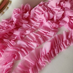 Cute Ruffled Chiffon Trim Hot Pink Color 2 Yards Listing 2.5 Inch Wide ...