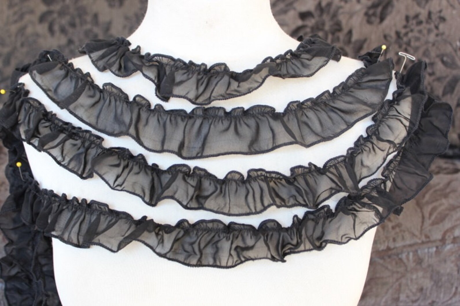 Cute Ruffled Chiffon Trim Black Color 2 Yards Listing | Etsy