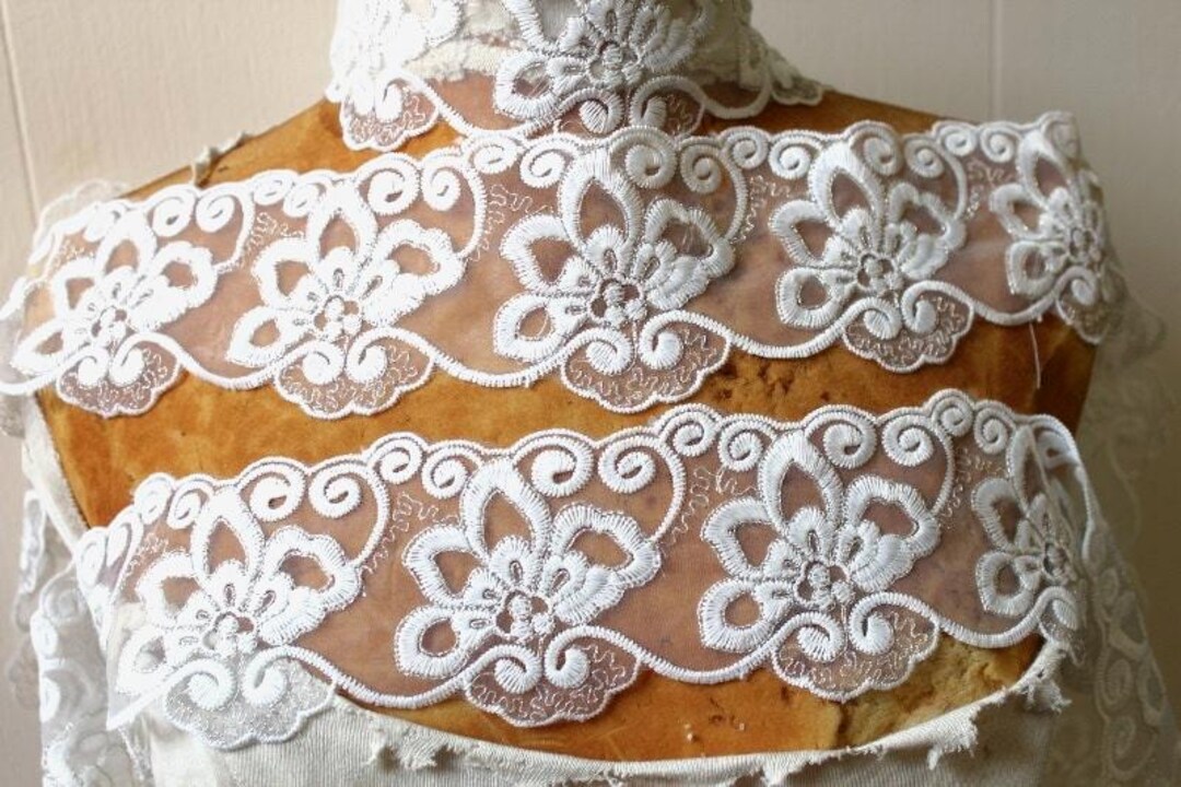 Flower Organa Trim / Trim for Sewing /cute Embroidered Organza Trim ...