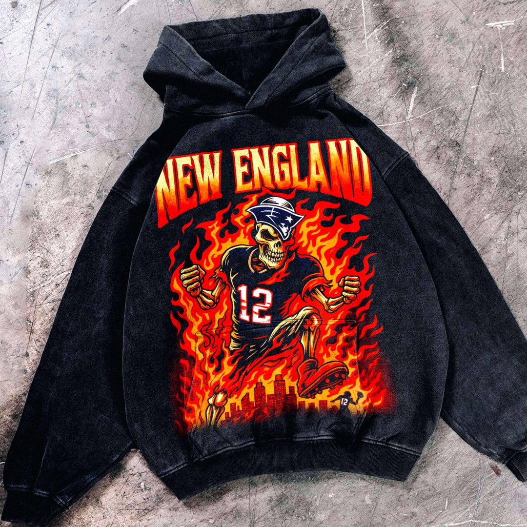 Vintage New England Football Washed Faded Hoodie, T-shirt, Retro ...