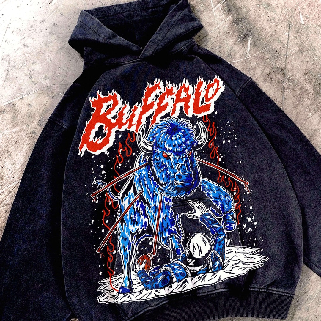 Vintage Buffalo Football Washed Faded Hoodie, T-shirt, Oversized ...