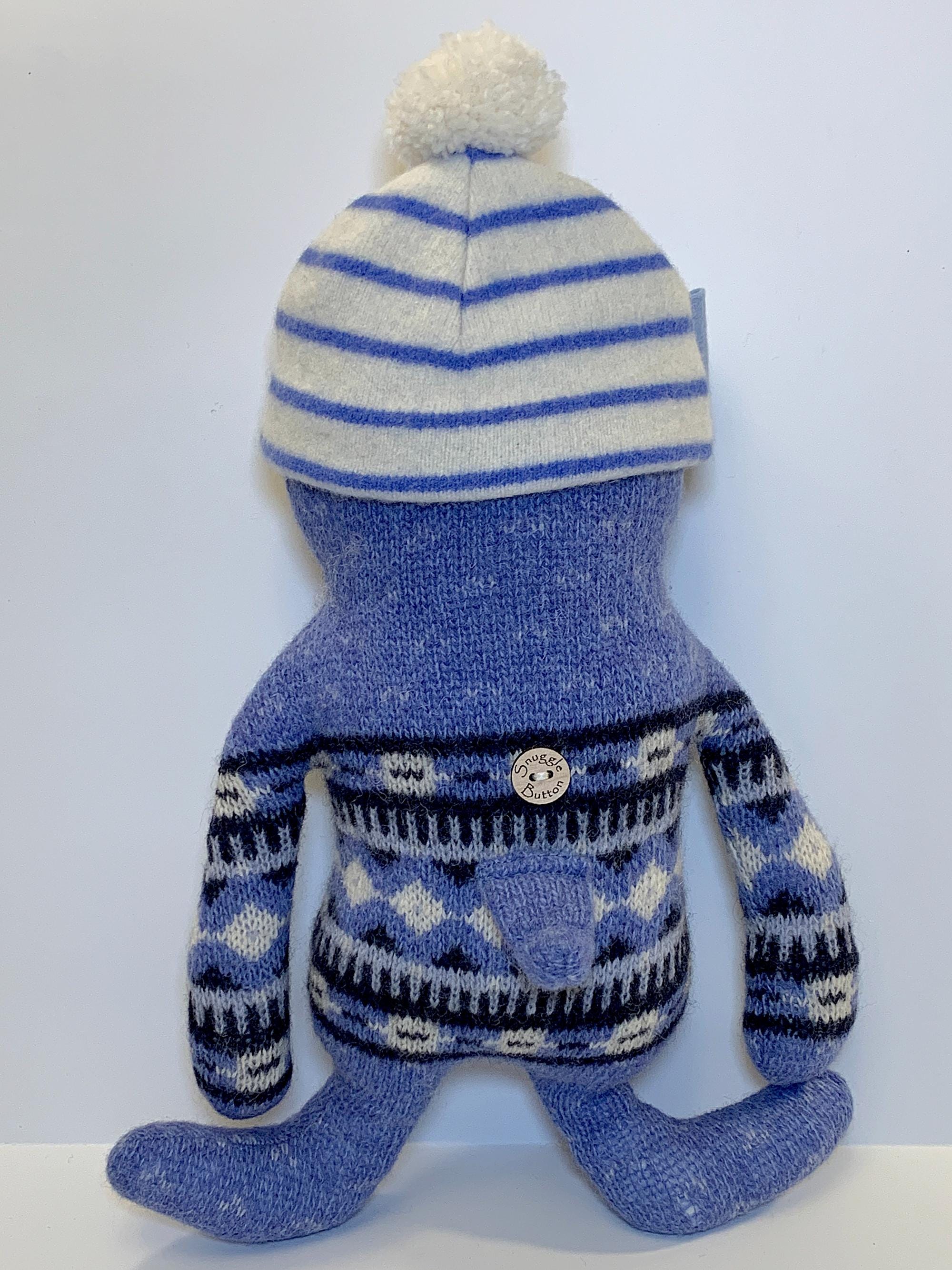 Bellamy Bear Wearing Blue Striped Pom-pom Cap With Bow - Etsy