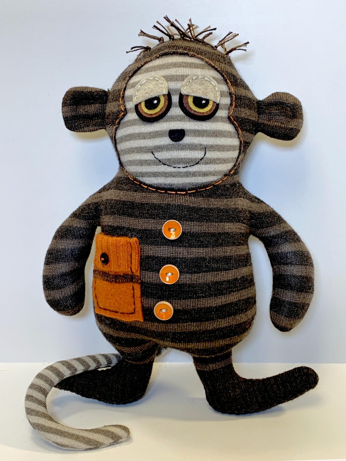 Morgan Monkey, Made From Striped Upcycled Wool Sweaters - Etsy