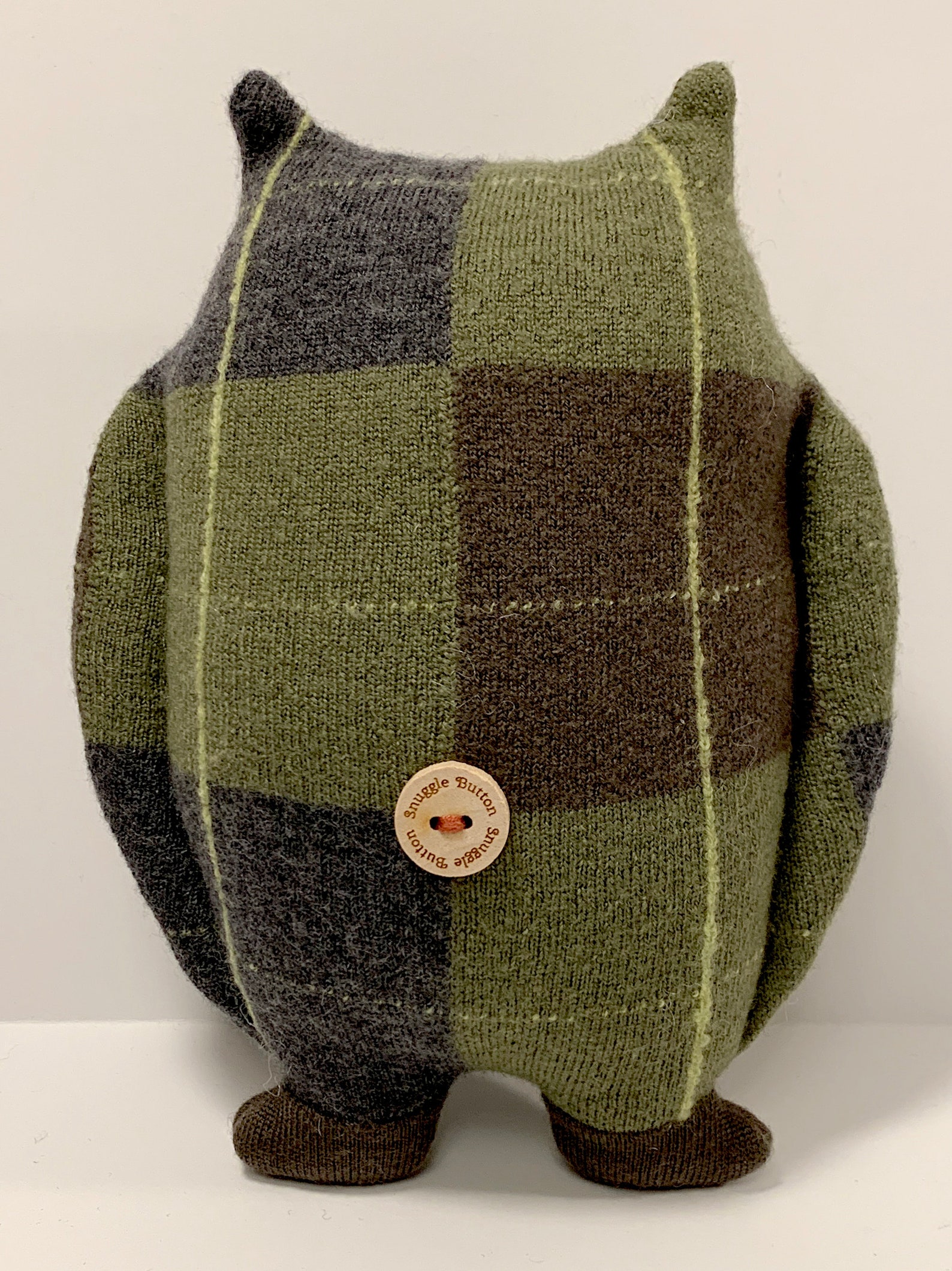 Little Otto Owl, Made From Green and Brown Checkered Upcycled Wool ...