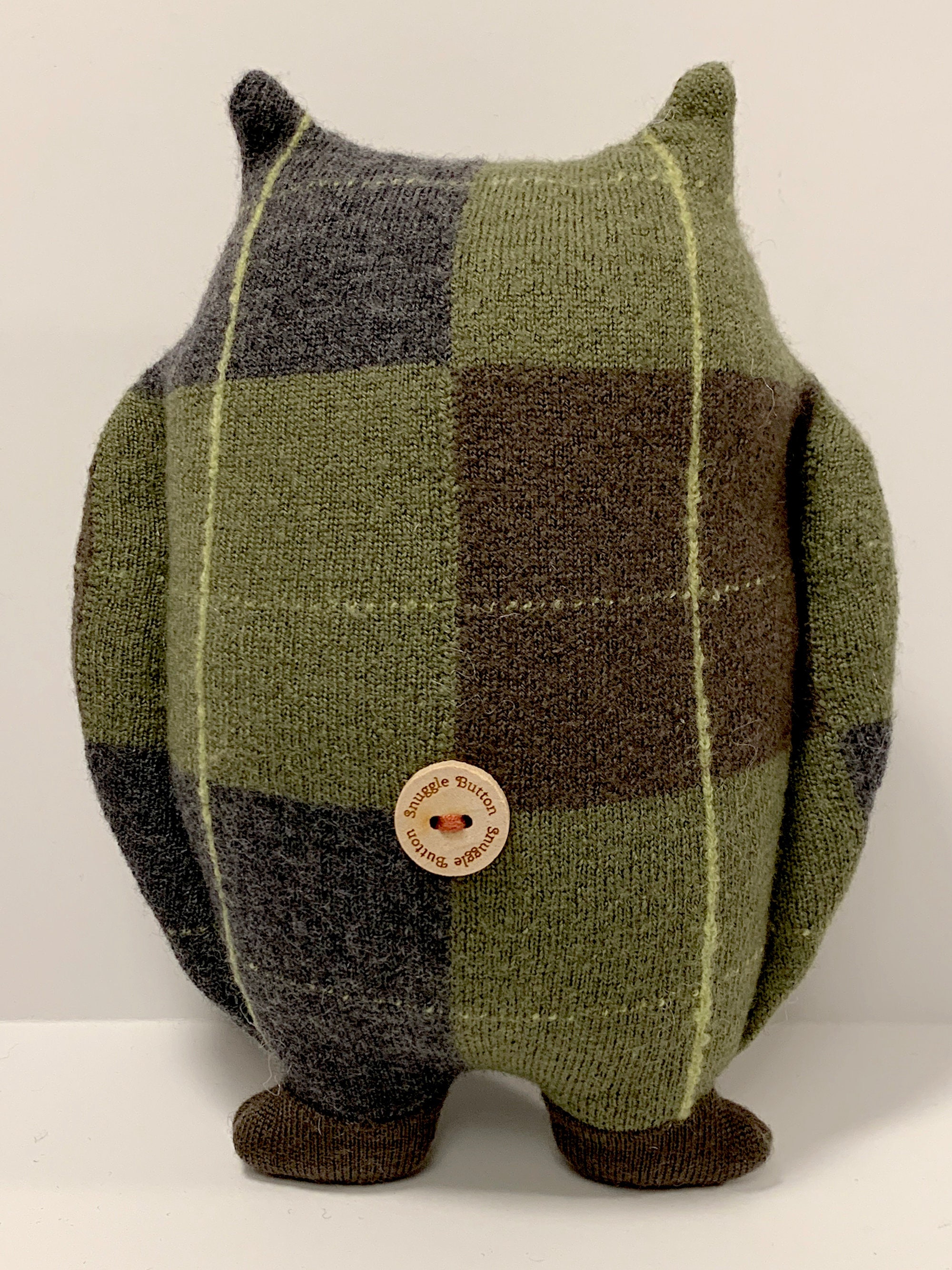 Little Otto Owl, Made From Green and Brown Checkered Upcycled Wool ...