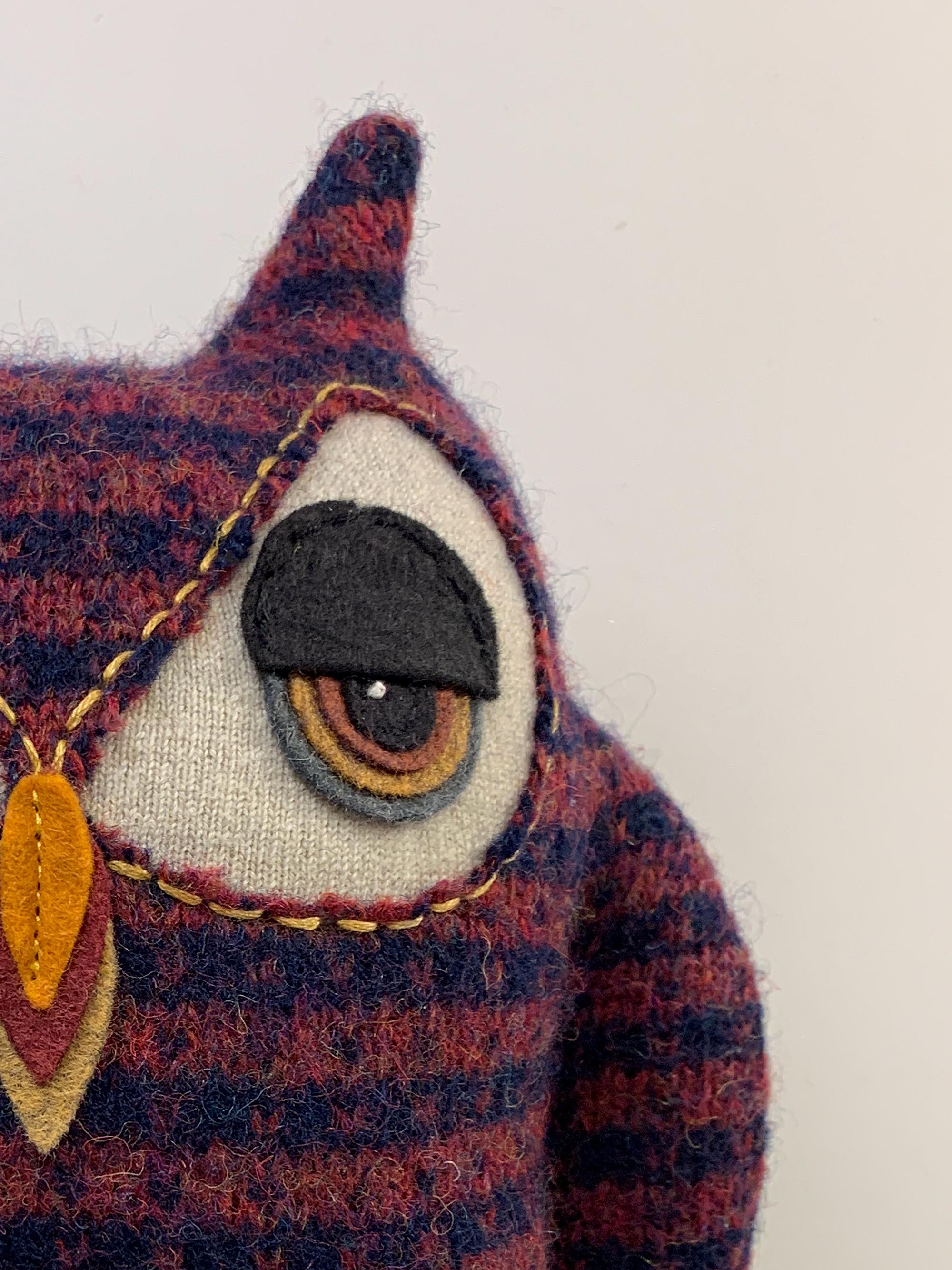 Orvil Owl, Made From a Burgundy and Dark Blue Upcycled Wool Sweater - Etsy