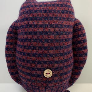 Orvil Owl, Made From a Burgundy and Dark Blue Upcycled Wool Sweater - Etsy