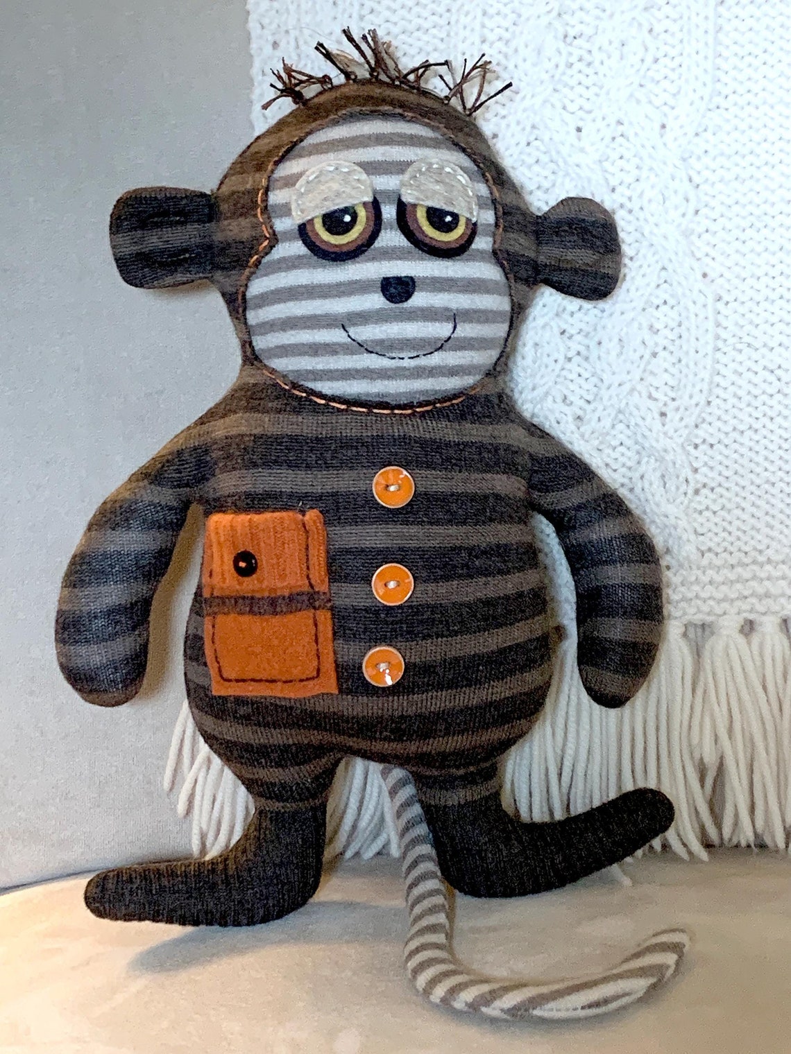 Morgan Monkey, Made From Striped Upcycled Wool Sweaters - Etsy